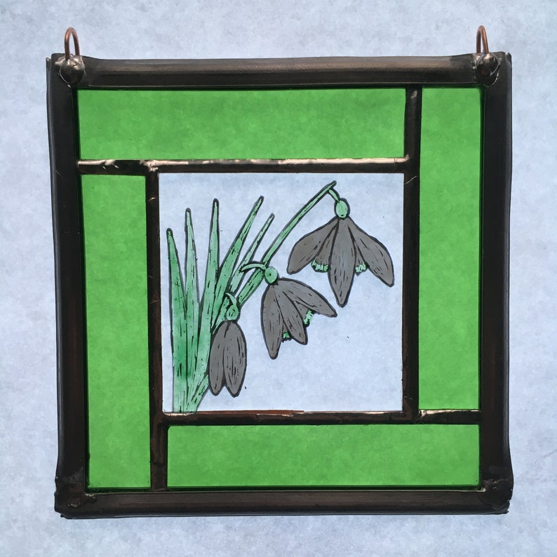 Stained Glass Snowdrop Panel - Etsy UK