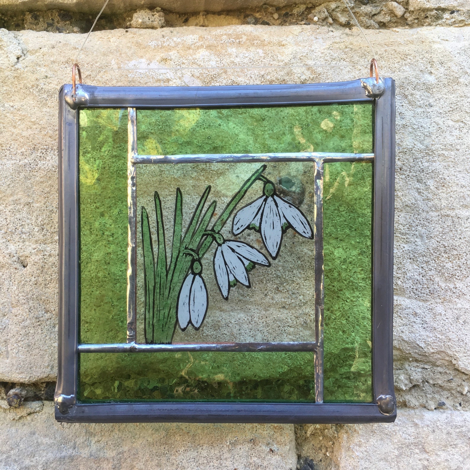 Stained Glass Snowdrop Panel | Etsy UK