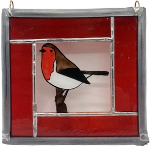 Stained Glass Robin Panel - Etsy
