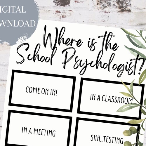 School Psychologist Sign Door Office Where is the Psychologist - Etsy