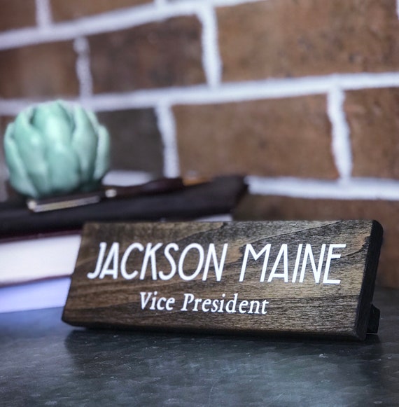 Handmade Wood Desk Name Plate Custom - Etsy