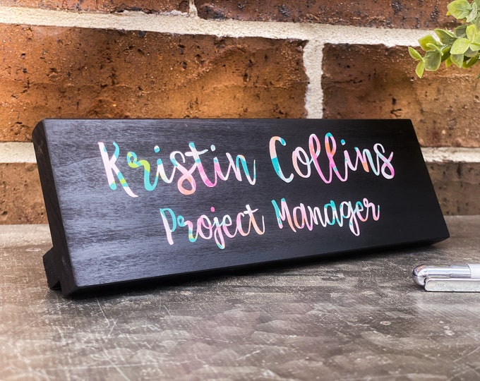 Handmade Wood Desk Name Plate, Custom - Etsy