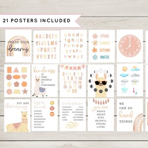 Neutral Boho Classroom Educational Posters Rainbow - Etsy