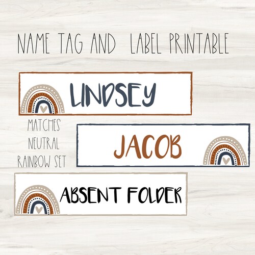MODERN BOHO Name Tags Classroom Labels Desert Neutral - Etsy