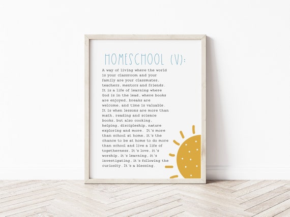 Homeschool Definition Homeschool Quote Room Decor - Etsy