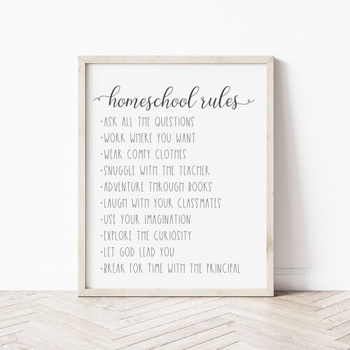 Homeschool Rules Printable Sign Family Homeschool Room - Etsy