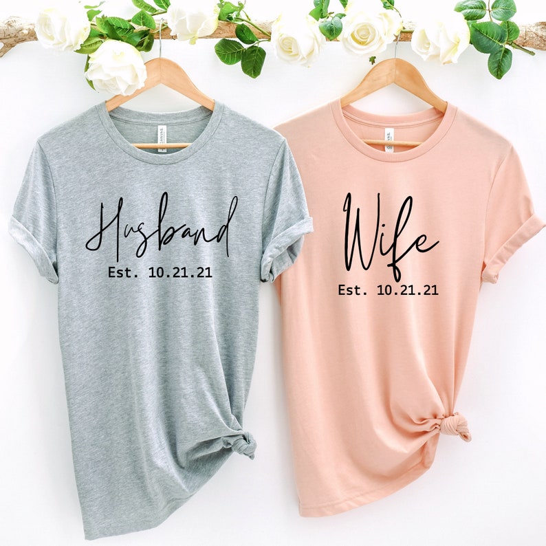 Husband And Wife Shirts Custom Wedding Shirts Honeymoon Etsy