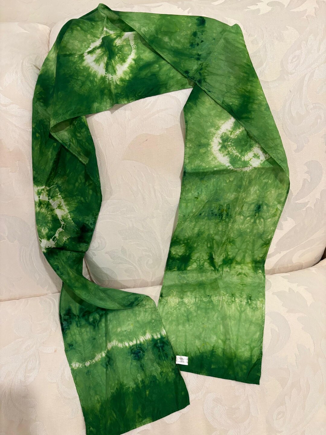 Apple Green Silk Scarf B Tie Dye 8x72 Inch - Etsy