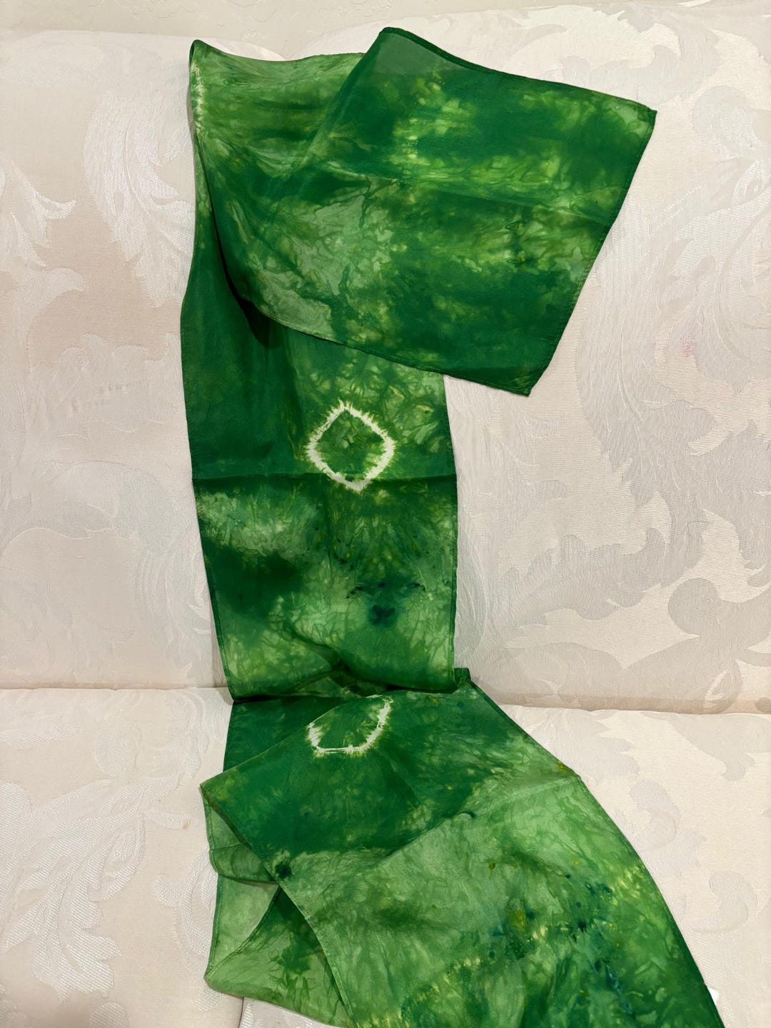 Apple Green A Silk Scarf Tie Dye 8x72 Inch - Etsy