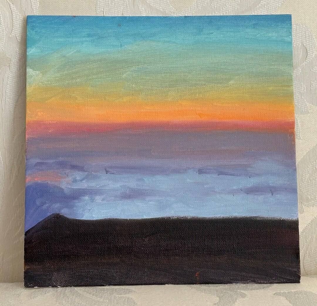 Mauna Kea at Sunset = Unframed Oil Painting 8x8 Inch Canvas Board - Etsy