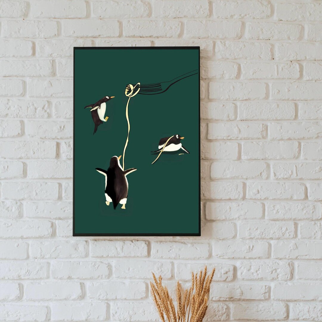Pasta Love - Penguin Illustration Poster - Etsy