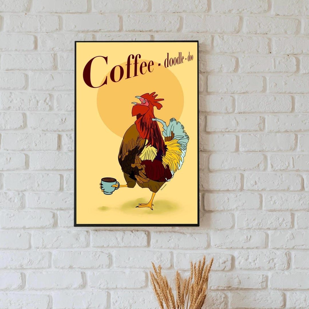 Rooster Illustration Poster - Etsy