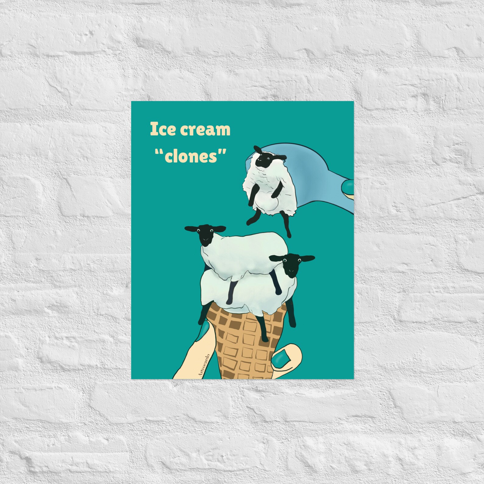 Ice Cream Clones -sheep Illustration Poster - Etsy