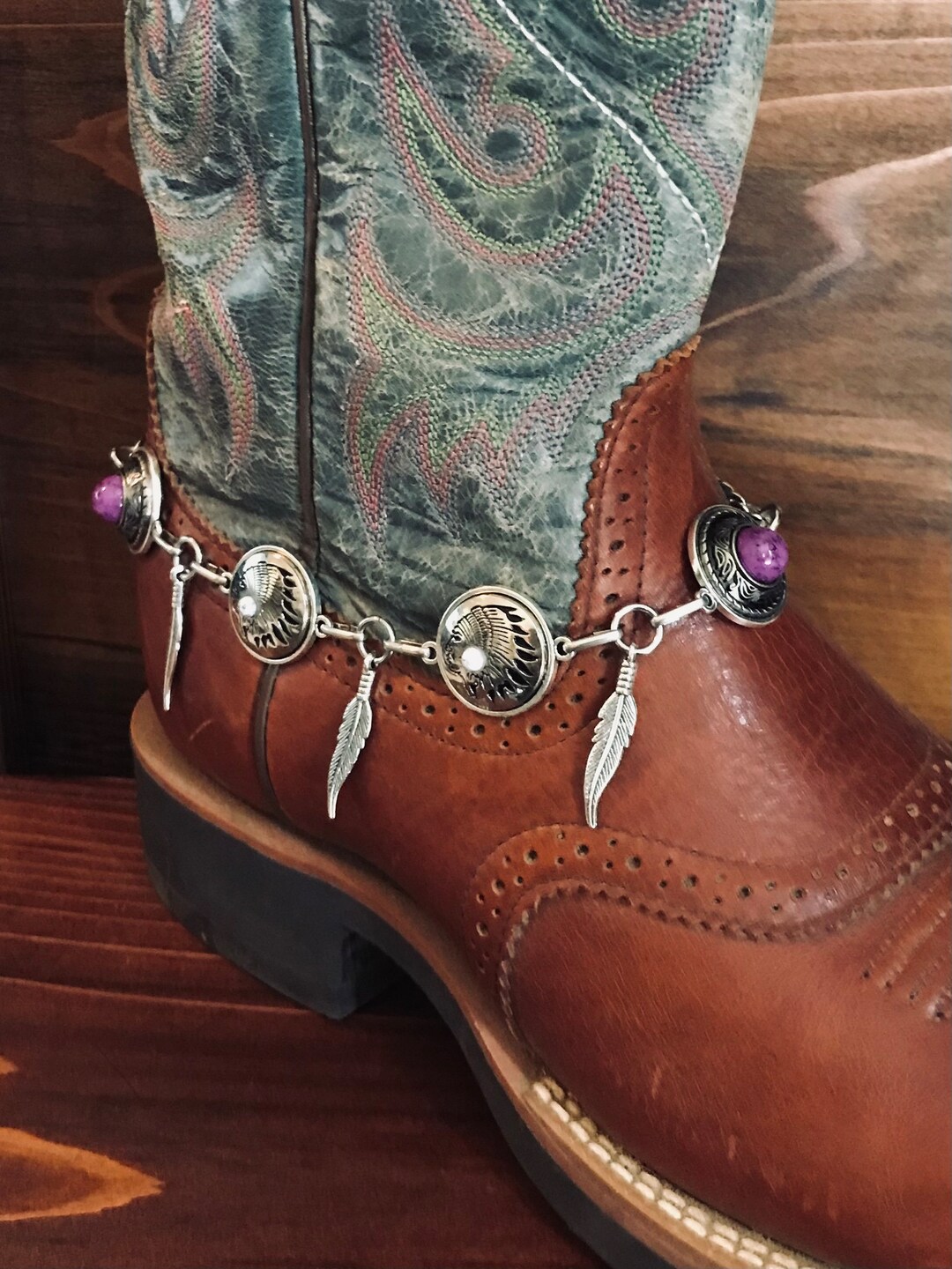 Western Boot Bracelet | Navajo Indian | | Silver Tone Boot Chain | Boot ...