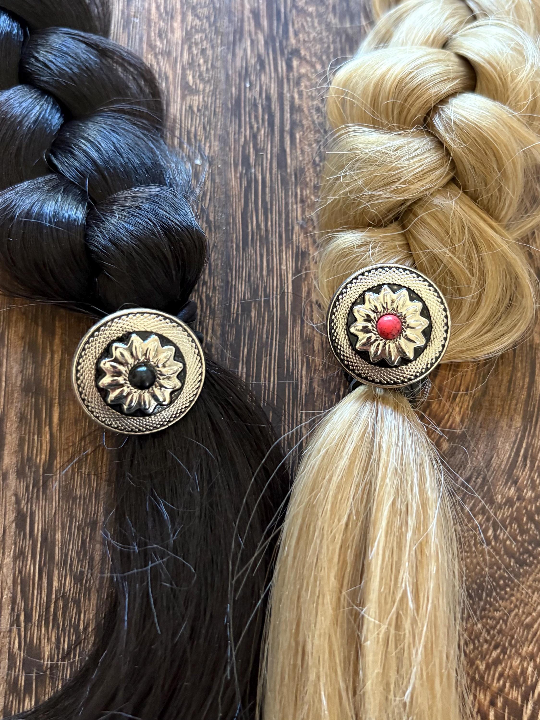Custom Beaded Concho Hair Ties: Cowgirl Ponytail Holders - Style B2 - Etsy