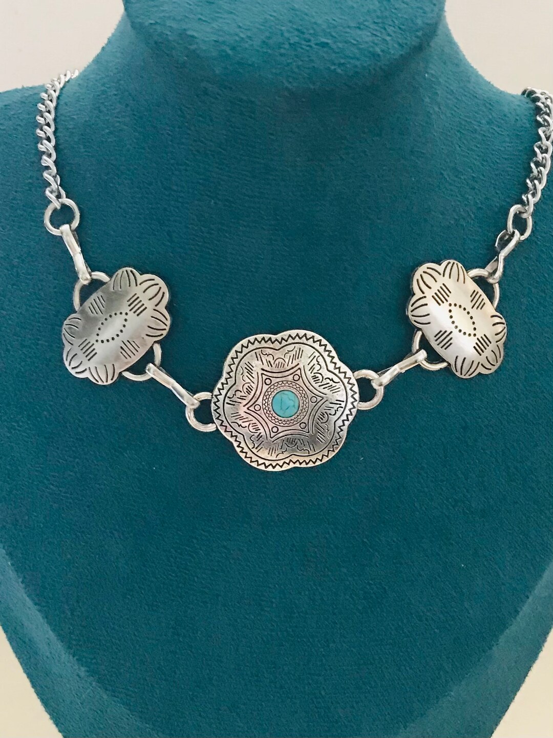 Western Concho Choker Necklace Jewelry Rodeo Cowgirl Punchy ...