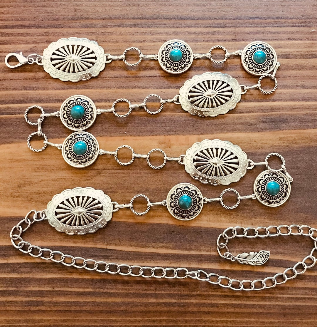 Western Silver Concho Belt| Metal Belt | Silver Chain Belt for Women ...