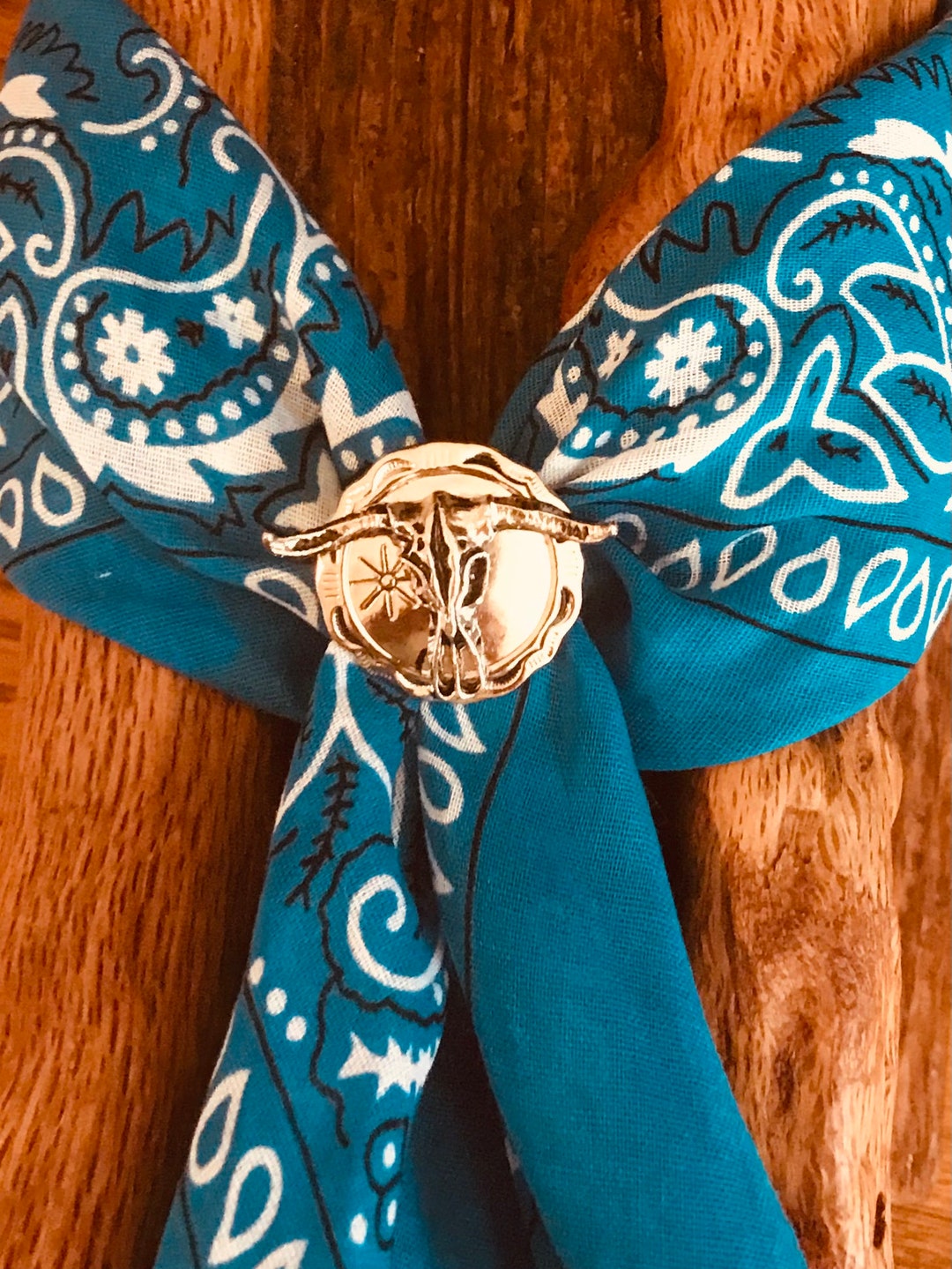 Western Wild Rag Slide | Texas Long Horn Steer | Man Scarf Slide - Etsy