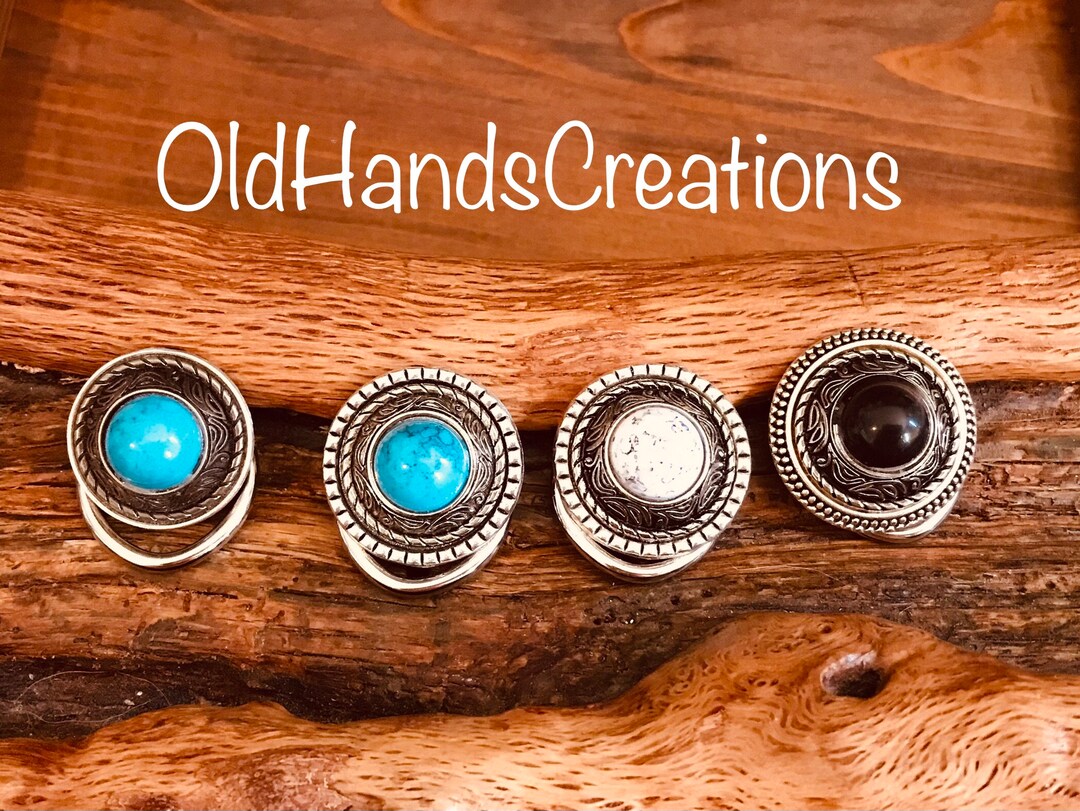 Western Neckerchief Slide, Round Floral Design With Color Stone . Wide ...