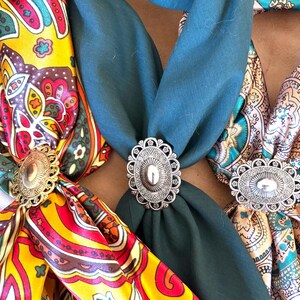 Floral Scalloped Scarf Slide -bandana Slide-cowgirl Gift-silver or Gold ...