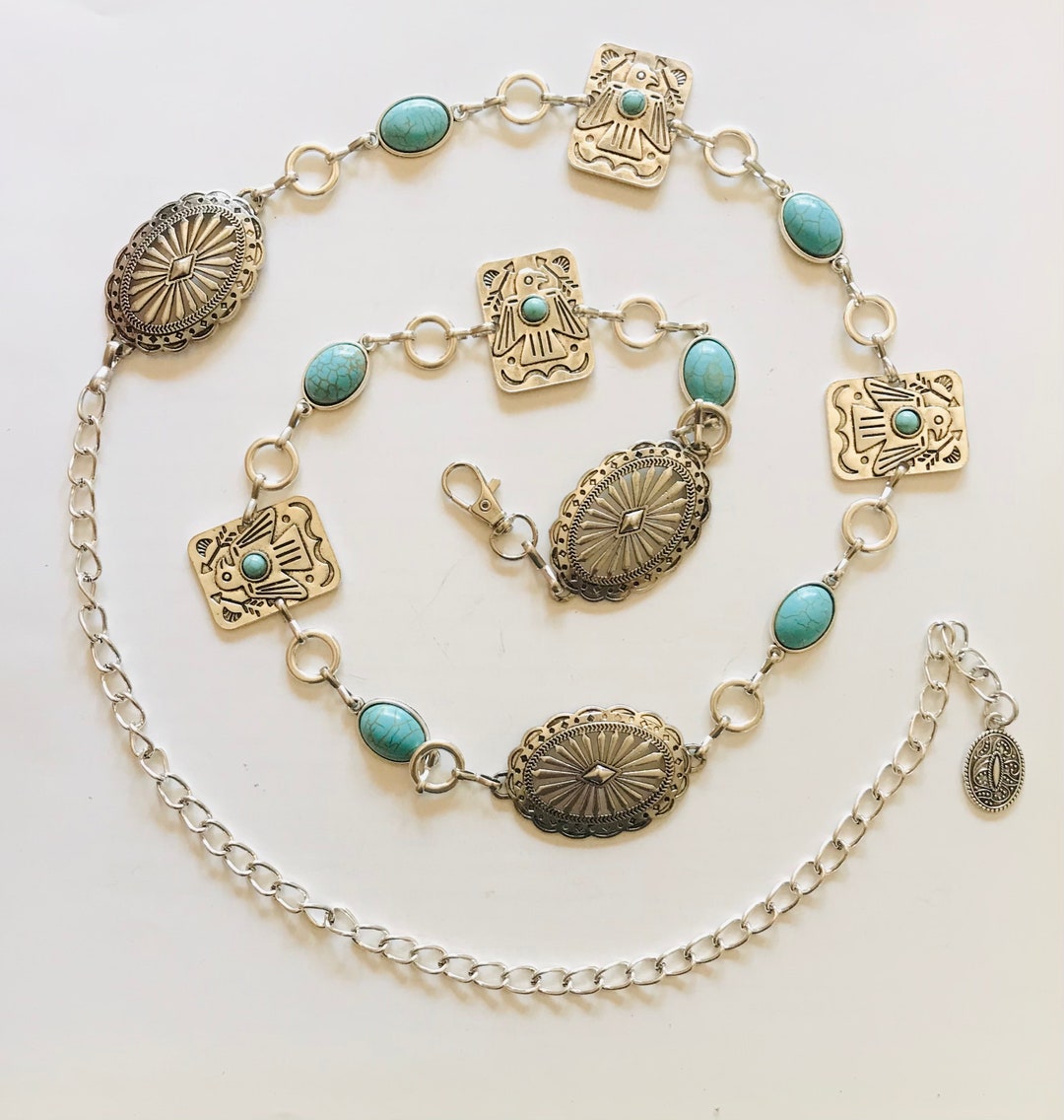 Concho Chain Belt | Western Silver Conchos | Thunderbird | Cowgirl ...