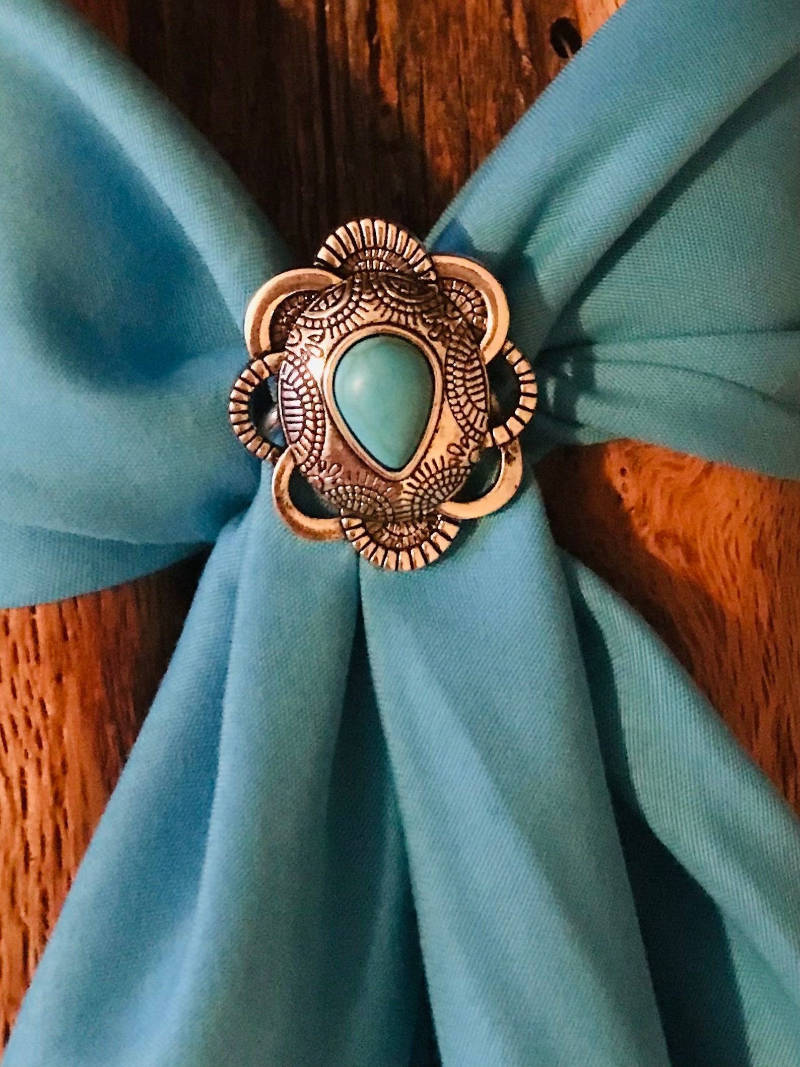 Turquoise Concho Wild Rag Slide: Southwestern Scarf Accessory - Etsy