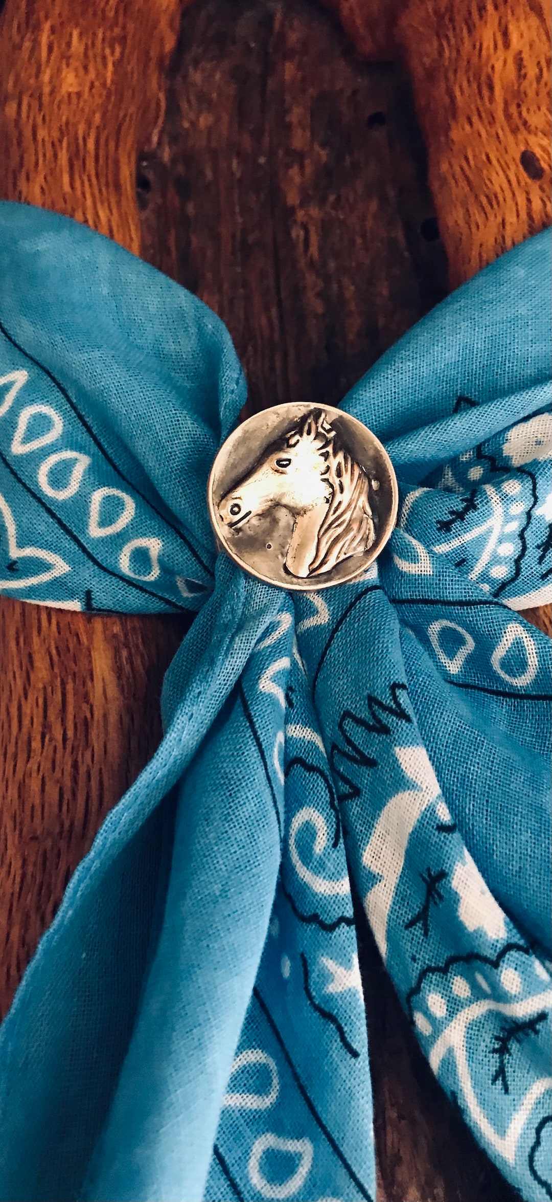 Western Bandana Slide | Mustang Horse | Scarf Slide | Horse Head Flowing Mane - Etsy