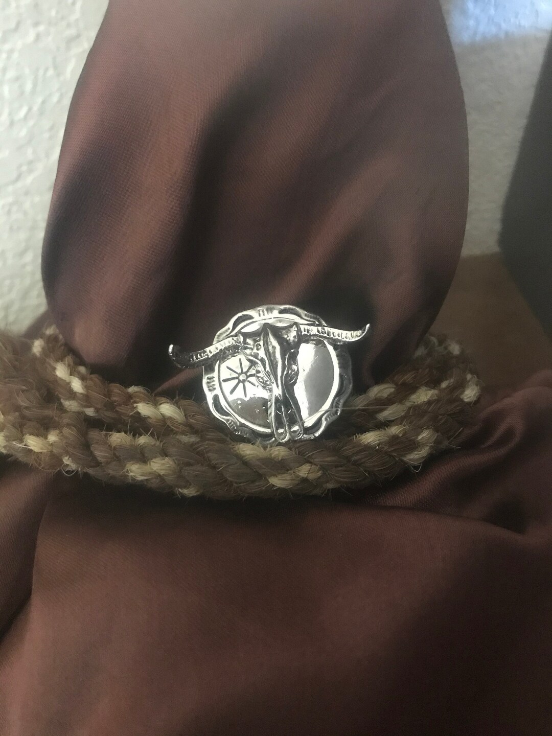 Wild Rag Scarf Slide With Silver Look Steer Head - Etsy