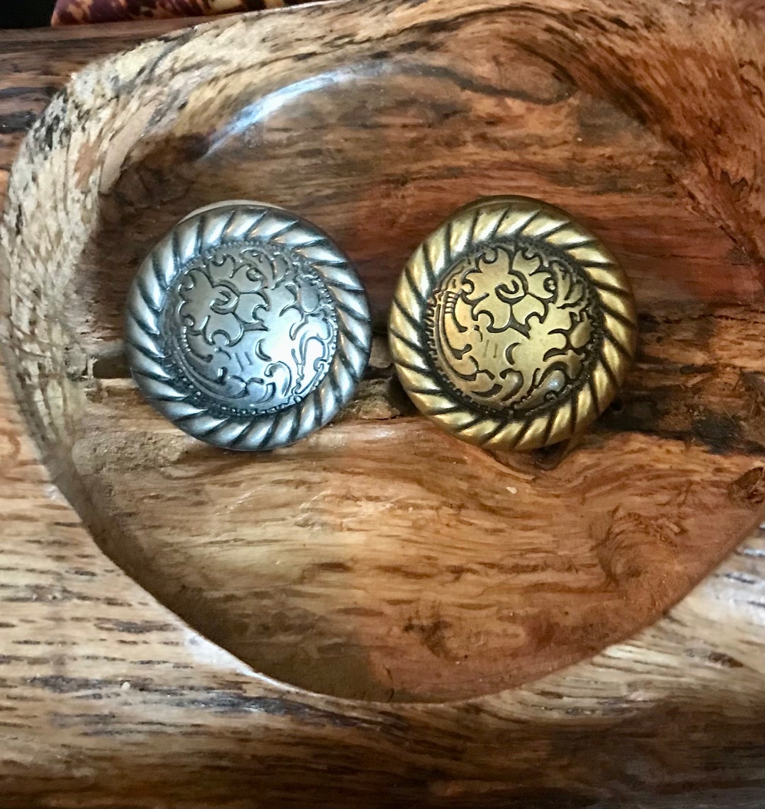 Concho Slide- Floral With Rope Edge Silver and Gold Color - Etsy