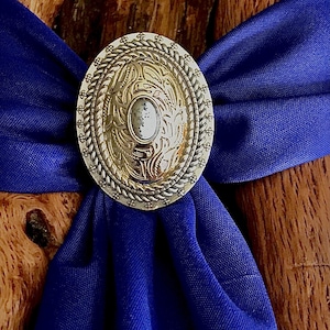 Concho Scarf Slide | Bandana Oval Slide| Etched Floral Gray Marble or ...