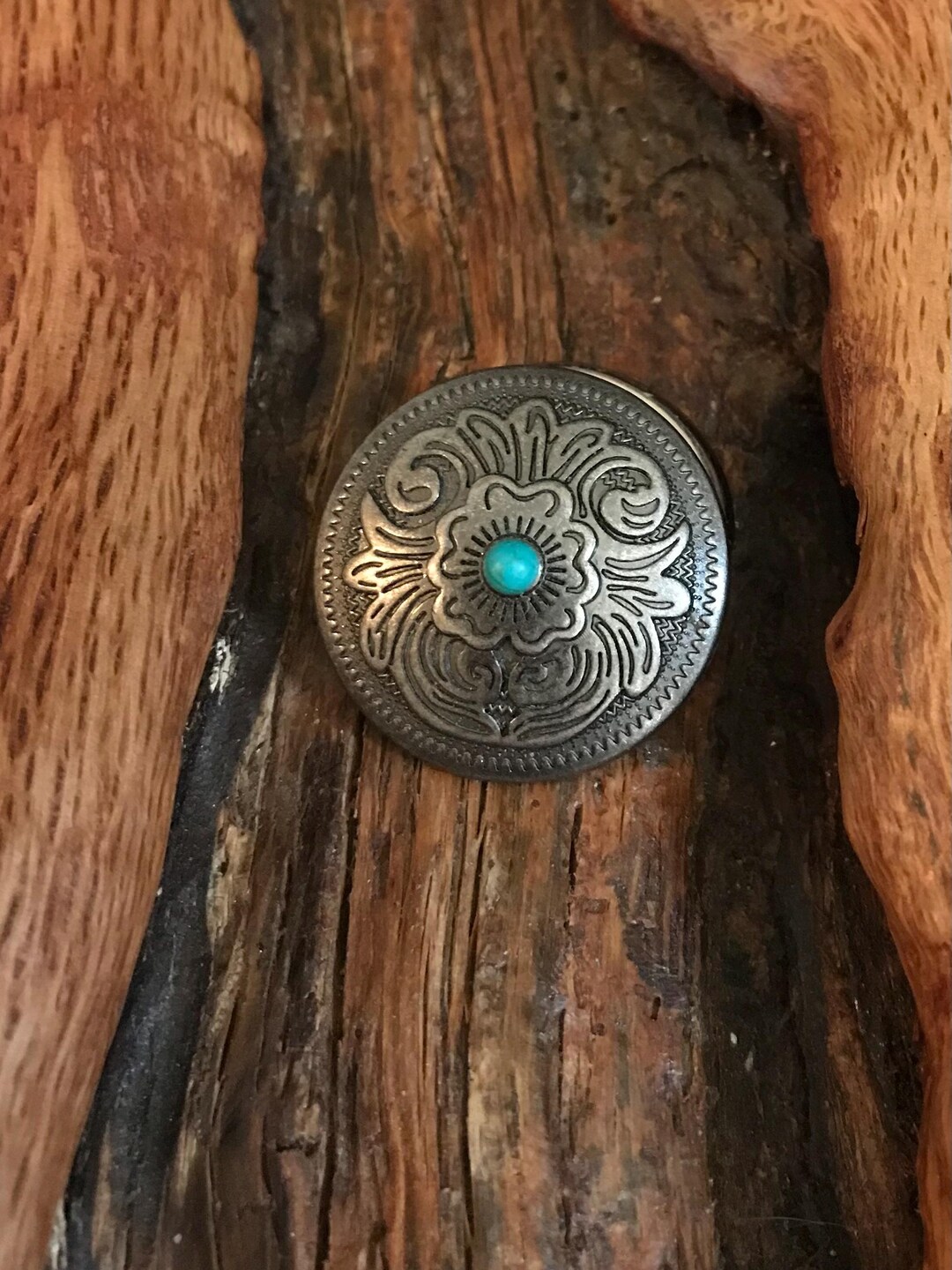 Concho Scarf Slide Bandana Slide Floral Engraved With Turquoise Bead ...