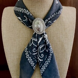 Concho Scarf Slide | Bandana Oval Slide| Etched Floral Gray Marble or ...