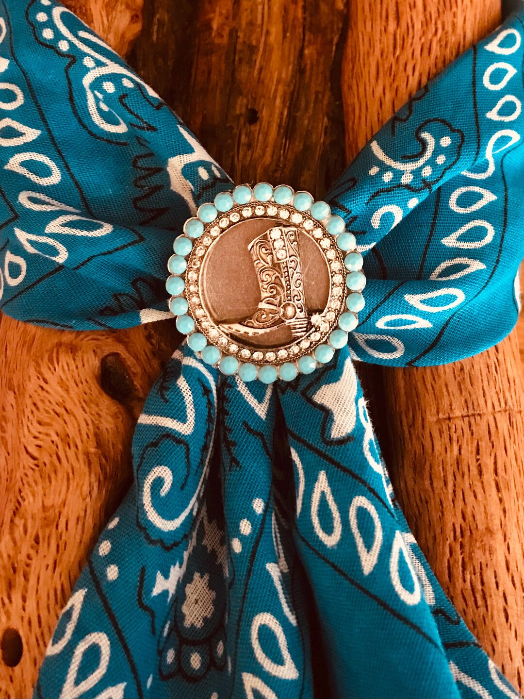 Cowboy Boot Slide - Wild Rag - Scarf Ring - Turquoise Beads - Etsy