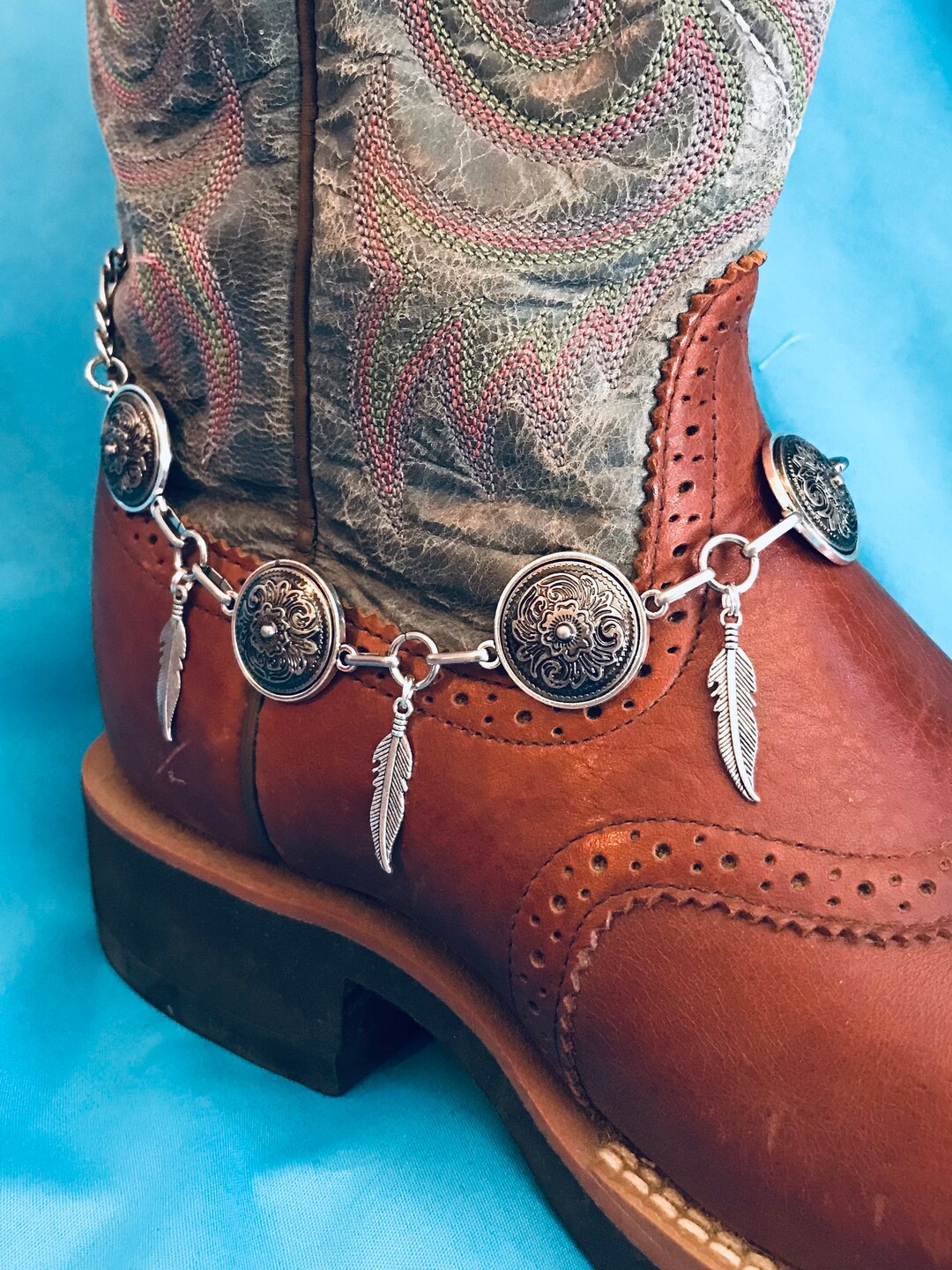 Western Boot Bracelet Man Made Silver Silver Tone Boot Bracelet Boot ...