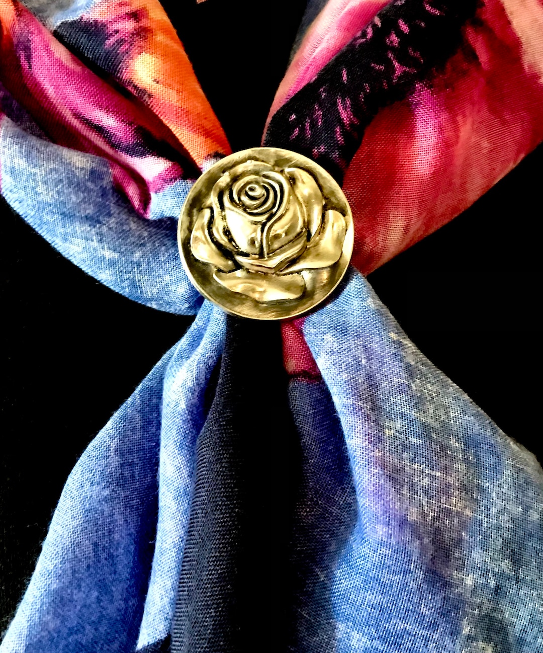 Silver Rose Scarf Slide: Wild Rag Accent - Handmade - Etsy