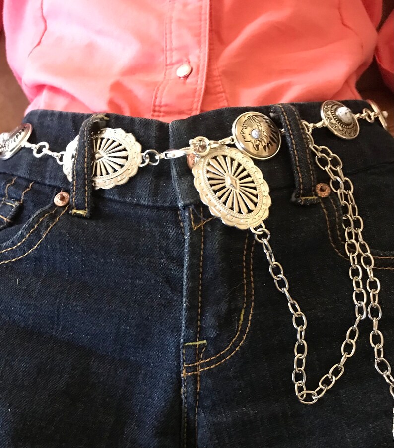 Vintage Silver Tone Concho Chain Belt: Western Cowgirl Style - Etsy