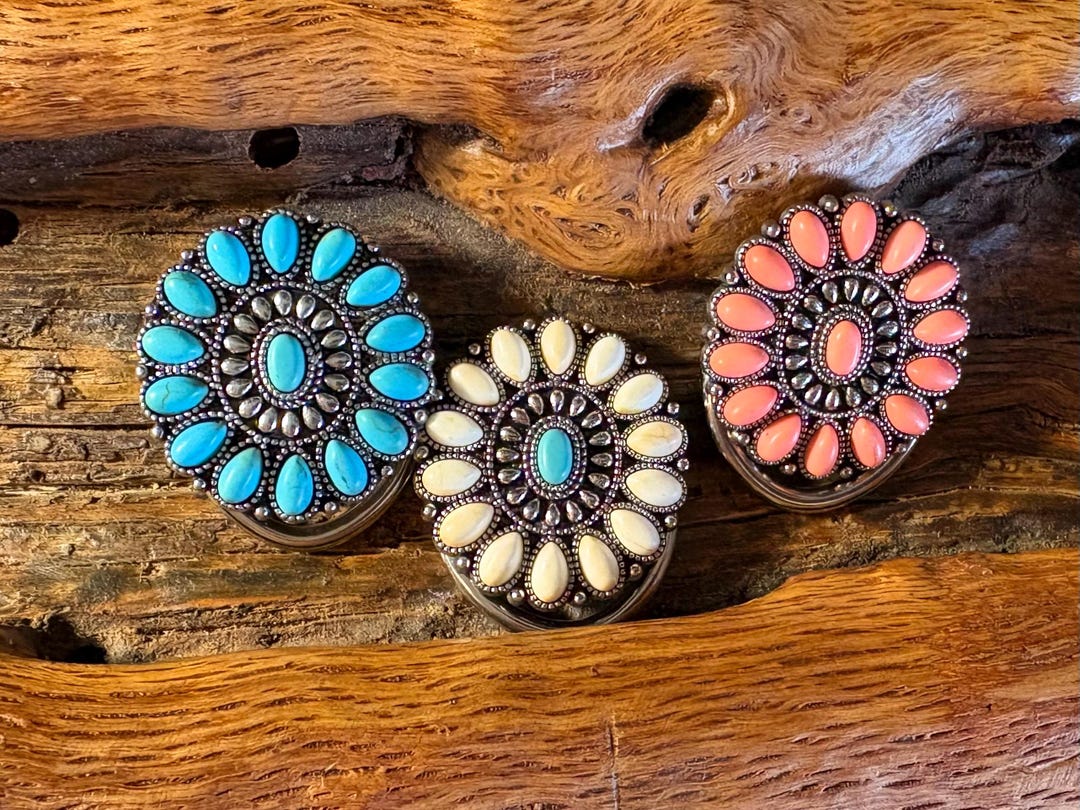 Wild Rag Scarf Slide -navajo Cluster Conch Stones Flower Pattern ...