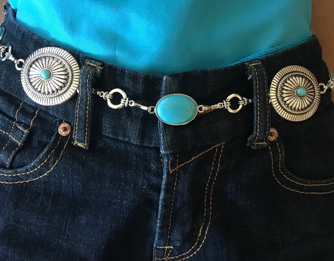 Concho Chain Belts |western Silver | Turquoise and Silver Conchos ...