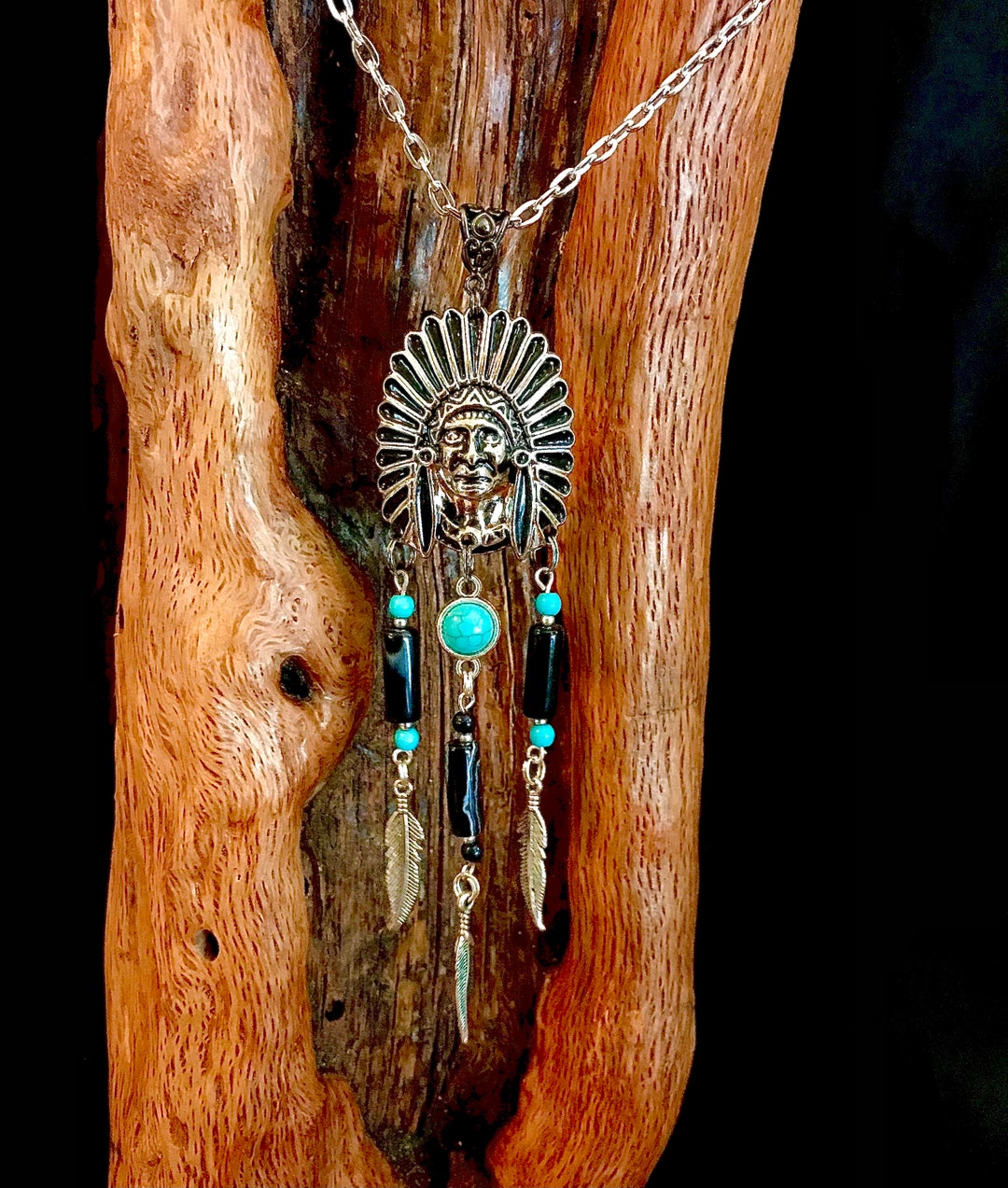 Southwestern Concho Necklace | Navajo Indian Chief Pendant ...