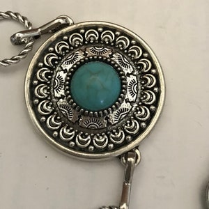 Western Silver Concho Link Chain Belt | Boho Turquoise | Cowgirl Waist ...