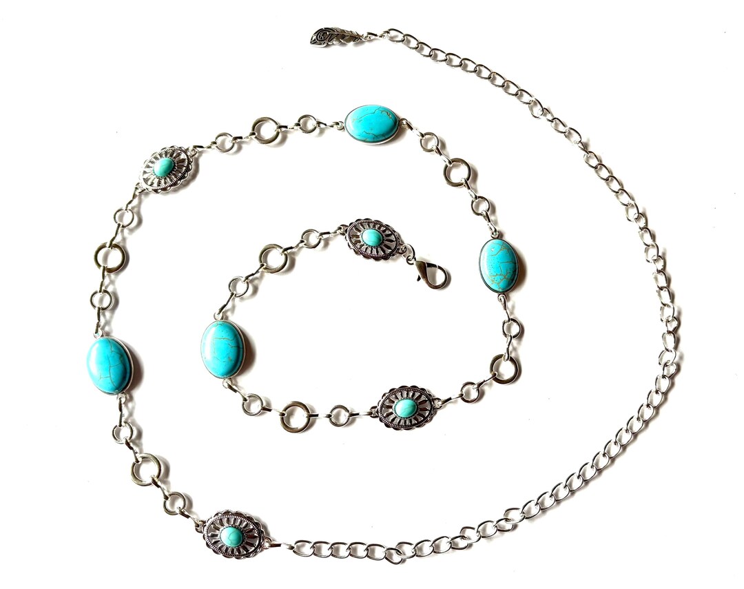 Concho Chain Belt | Man Made Turquoise Conchos | Vintage Navajo ...
