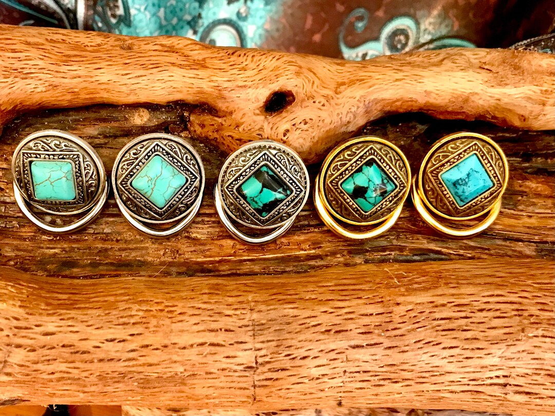 Western Neckerchief Slide Square Concho Colored Turquoise - Etsy