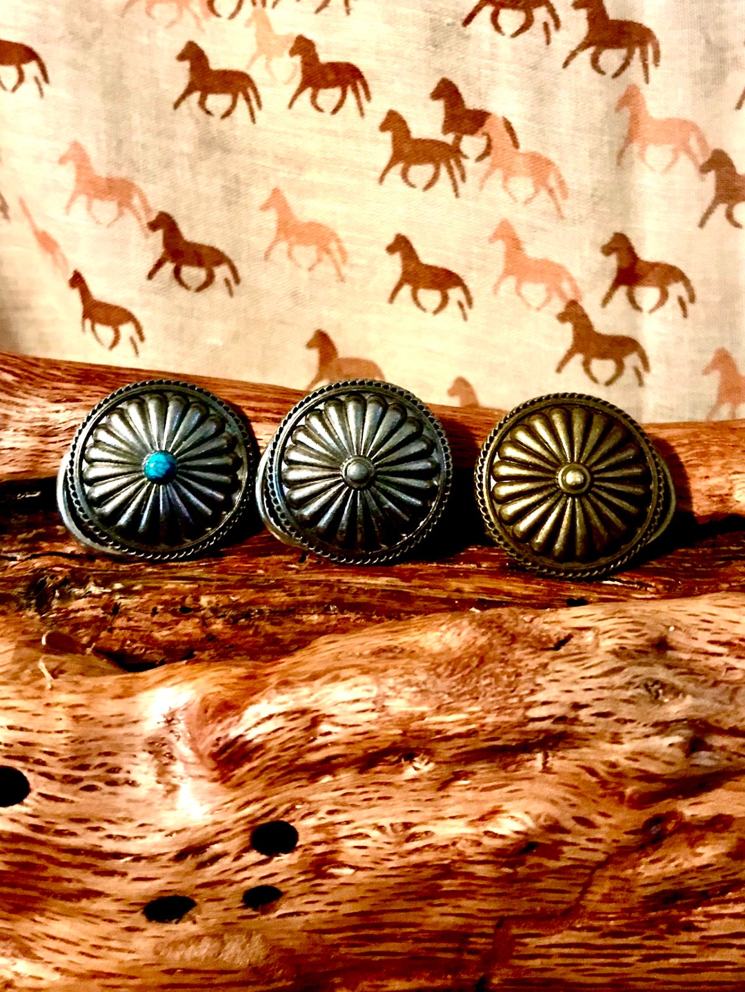 Puffy Parachute Concho Slide With Turquoise Colored Bead-custom Made ...