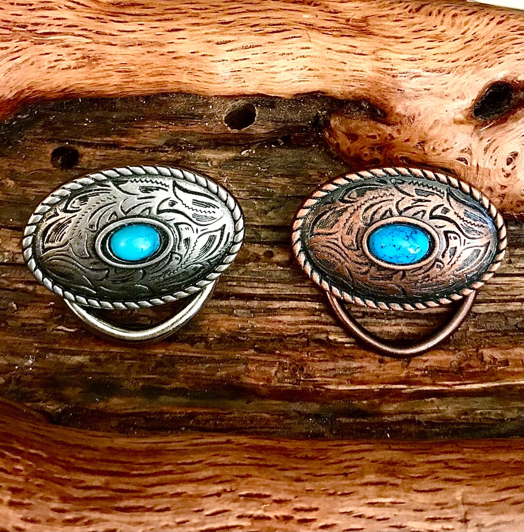 Silver Concho Scarf Slide | Western Etched Floral Design With Rope Edge ...