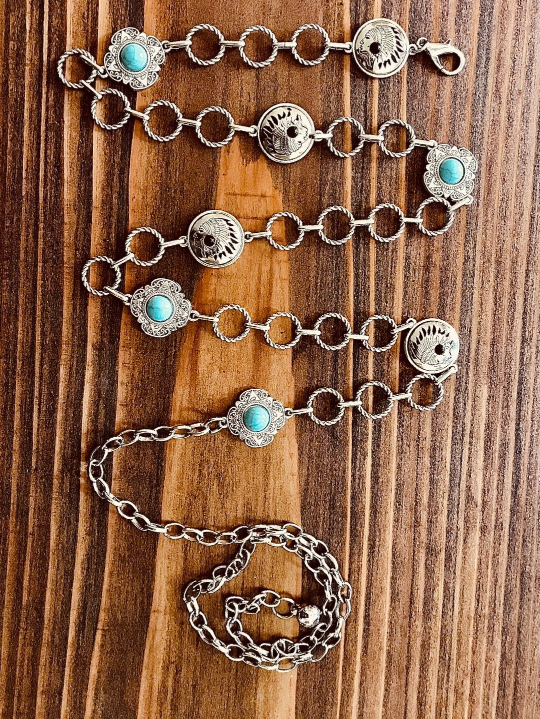 Concho Chain Belt | Navajo Hopi Indian Metal Belt | Vintage Silver Tone ...