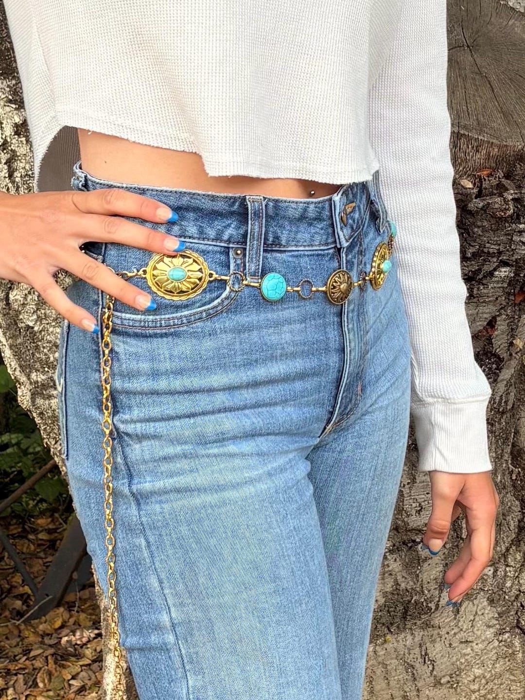 Concho Chain Belt | Western Gold Conchos With Vintage Look | Cowgirl ...