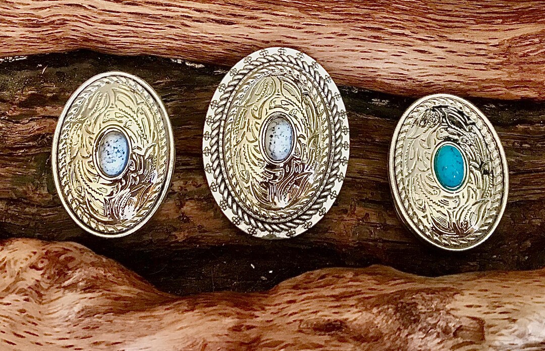 Concho Scarf Slide | Bandana Oval Slide| Etched Floral Gray Marble or ...