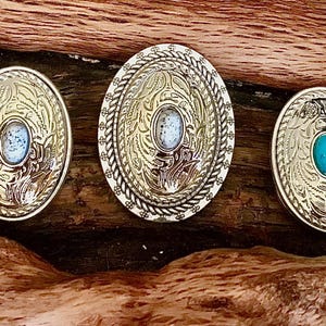 Concho Scarf Slide | Bandana Oval Slide| Etched Floral Gray Marble or ...