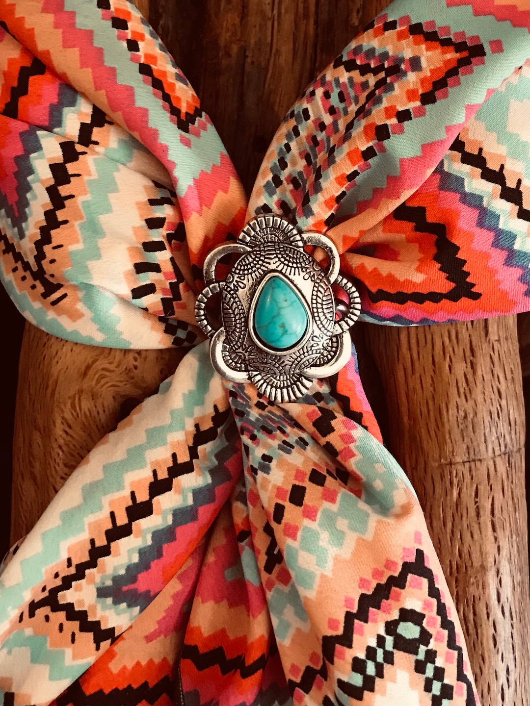 Turquoise Concho Wild Rag Slide: Southwestern Scarf Accessory - Etsy
