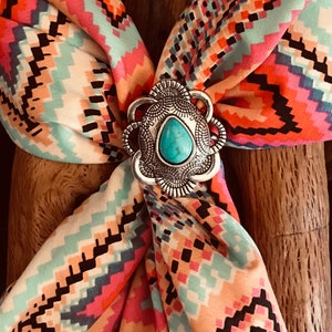 Turquoise Concho Wild Rag Slide: Southwestern Scarf Accessory - Etsy